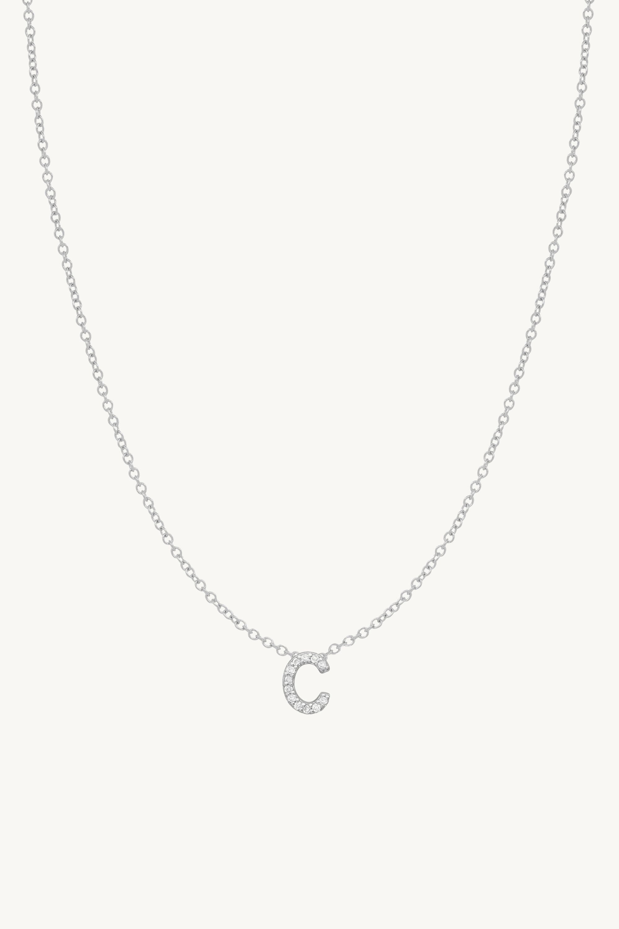 Diamond Initial Necklace - 14K White – BYCHARI