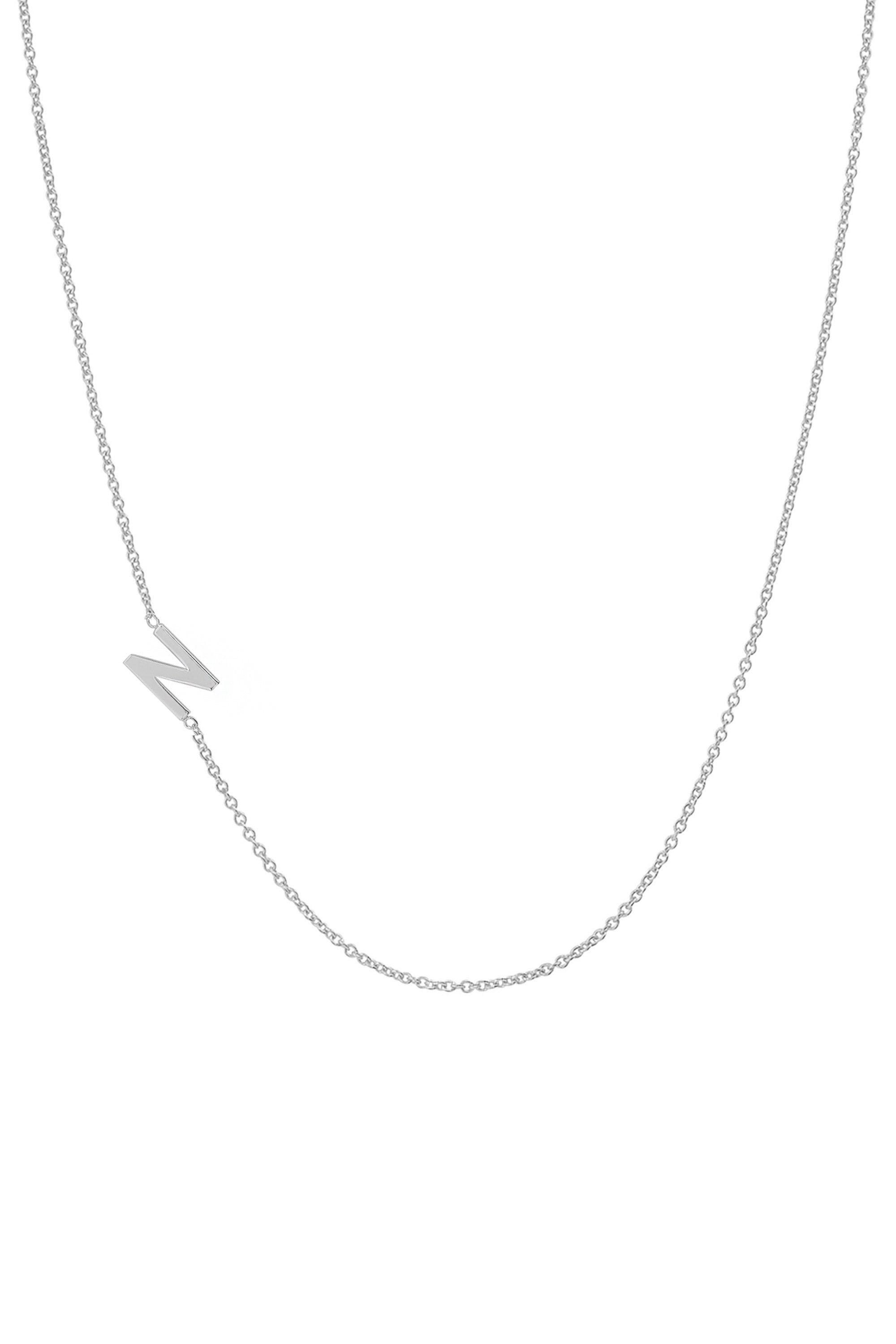 Fine Asymmetrical Initial Necklace - 14K White – BYCHARI