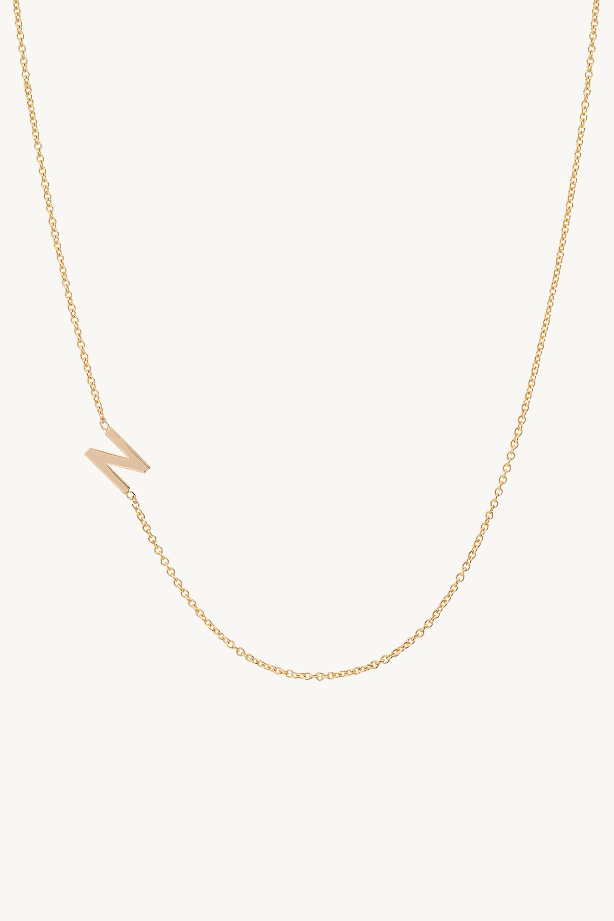 Fine Asymmetrical Initial Necklace - 14K Yellow – BYCHARI