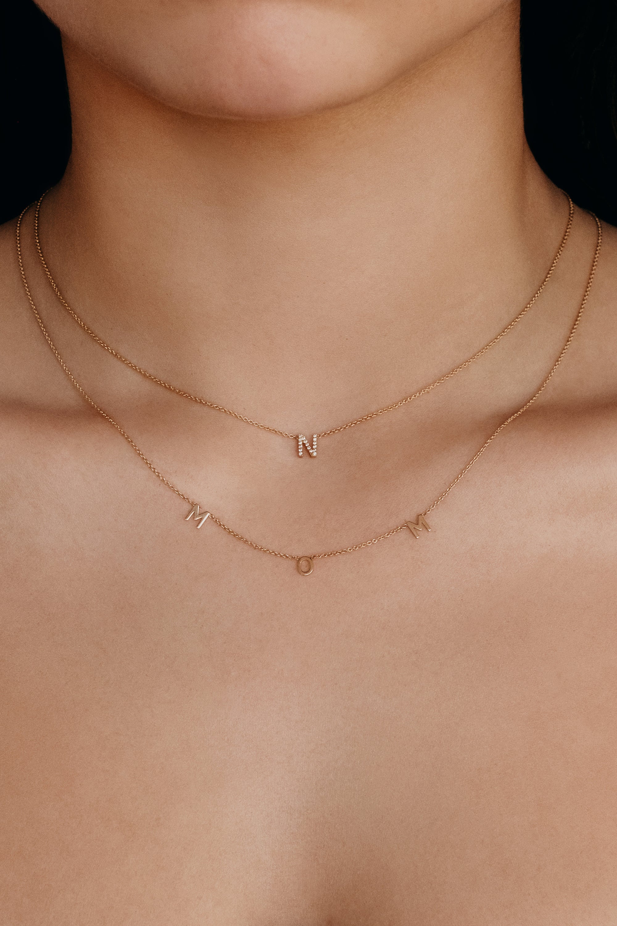 Diamond Initial Necklace - 14K Yellow – BYCHARI