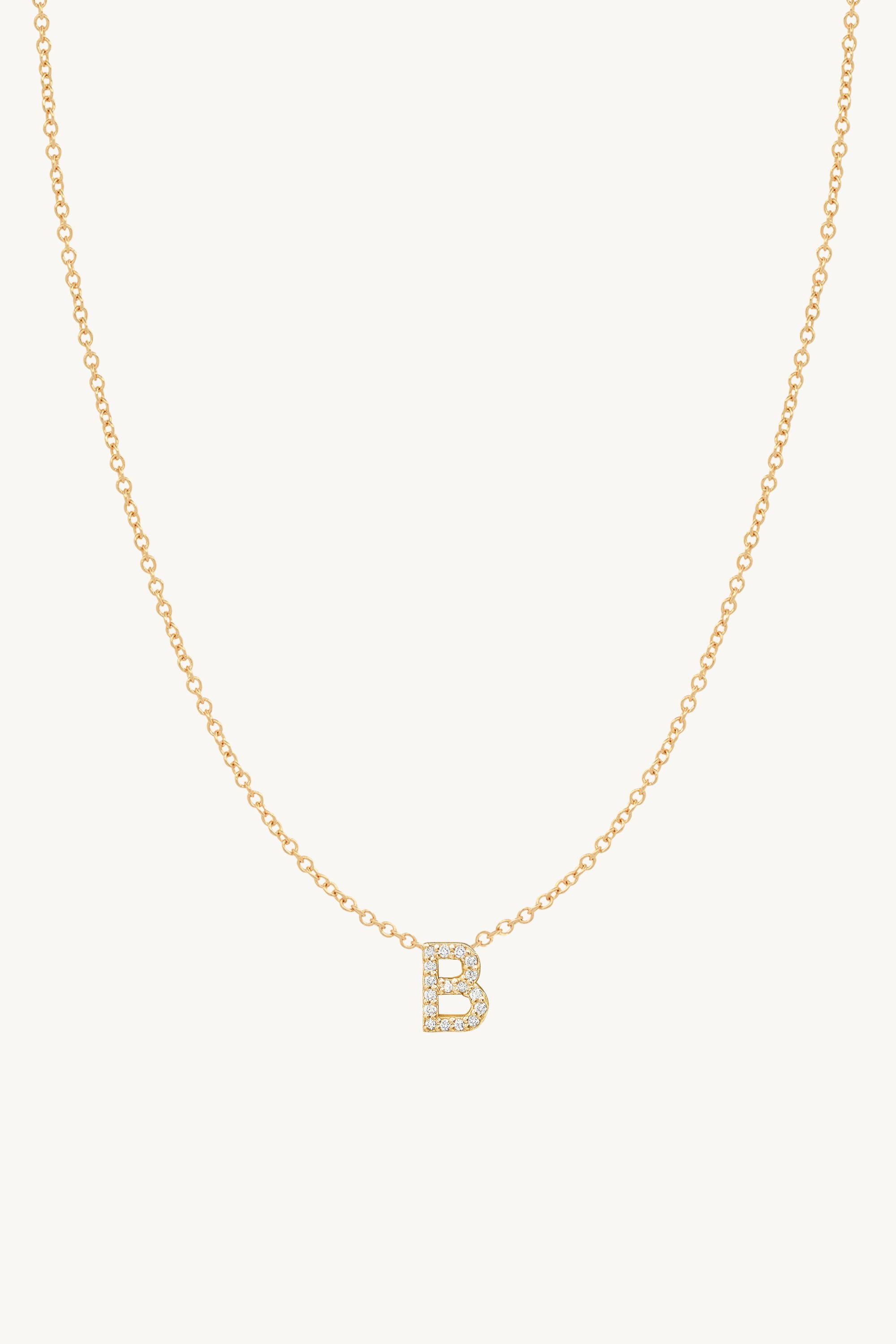 Diamond Initial Necklace - 14K Yellow – BYCHARI
