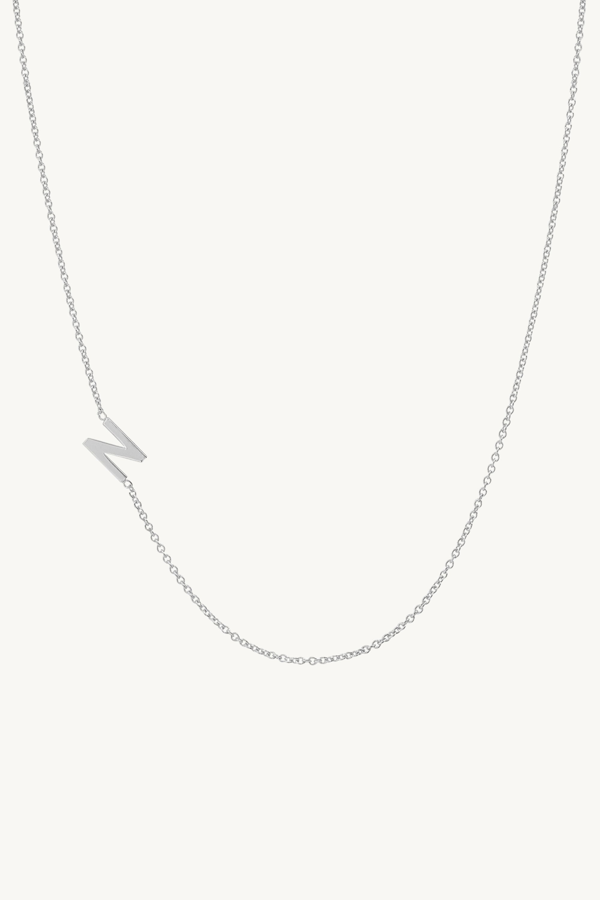 Fine Asymmetrical Initial Necklace - 14K White – BYCHARI