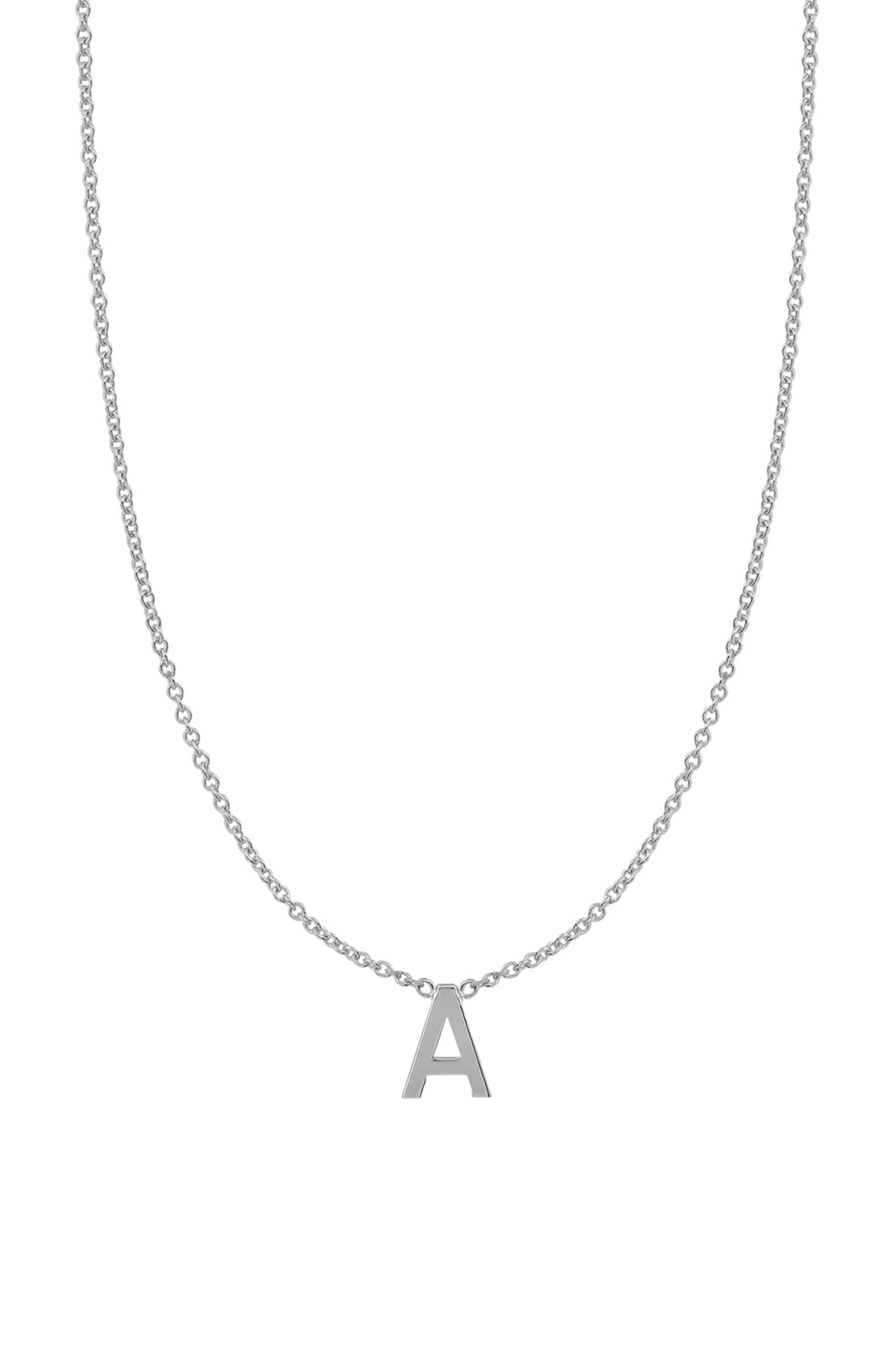 Fine Centered Initial Necklace - 14K White – BYCHARI